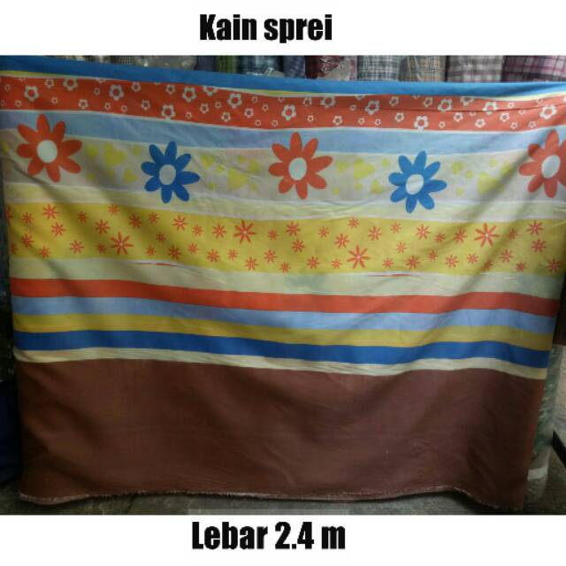 Jual BAHAN KAIN SPREI MOTIF BUNGA SIMPLE SALUR STRIP RAINBOW METERAN ...