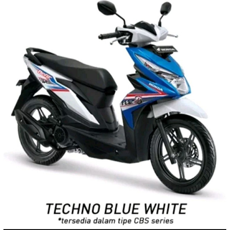 Jual stiker stripping honda beat cbs 2018 techno blue white non ISS ...