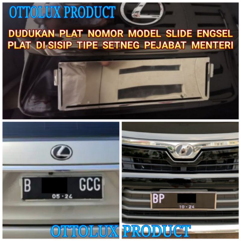 Jual Tatakan plat nomor mobil slide engsel plat di sisip model Pejabat ...