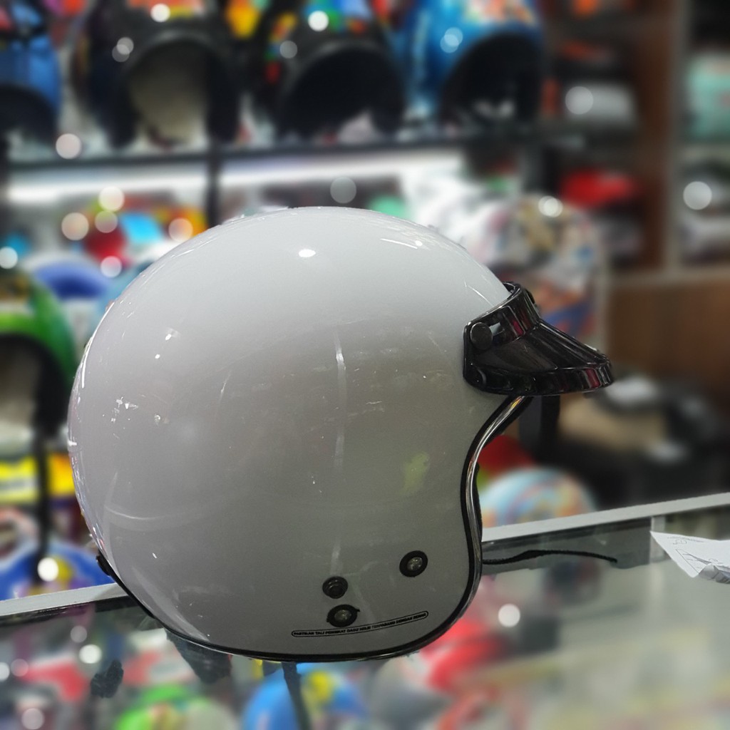 Jual HELM RETRO LIST CHROME CARGLOSS (PET) PREMIUM WHITE | Shopee Indonesia