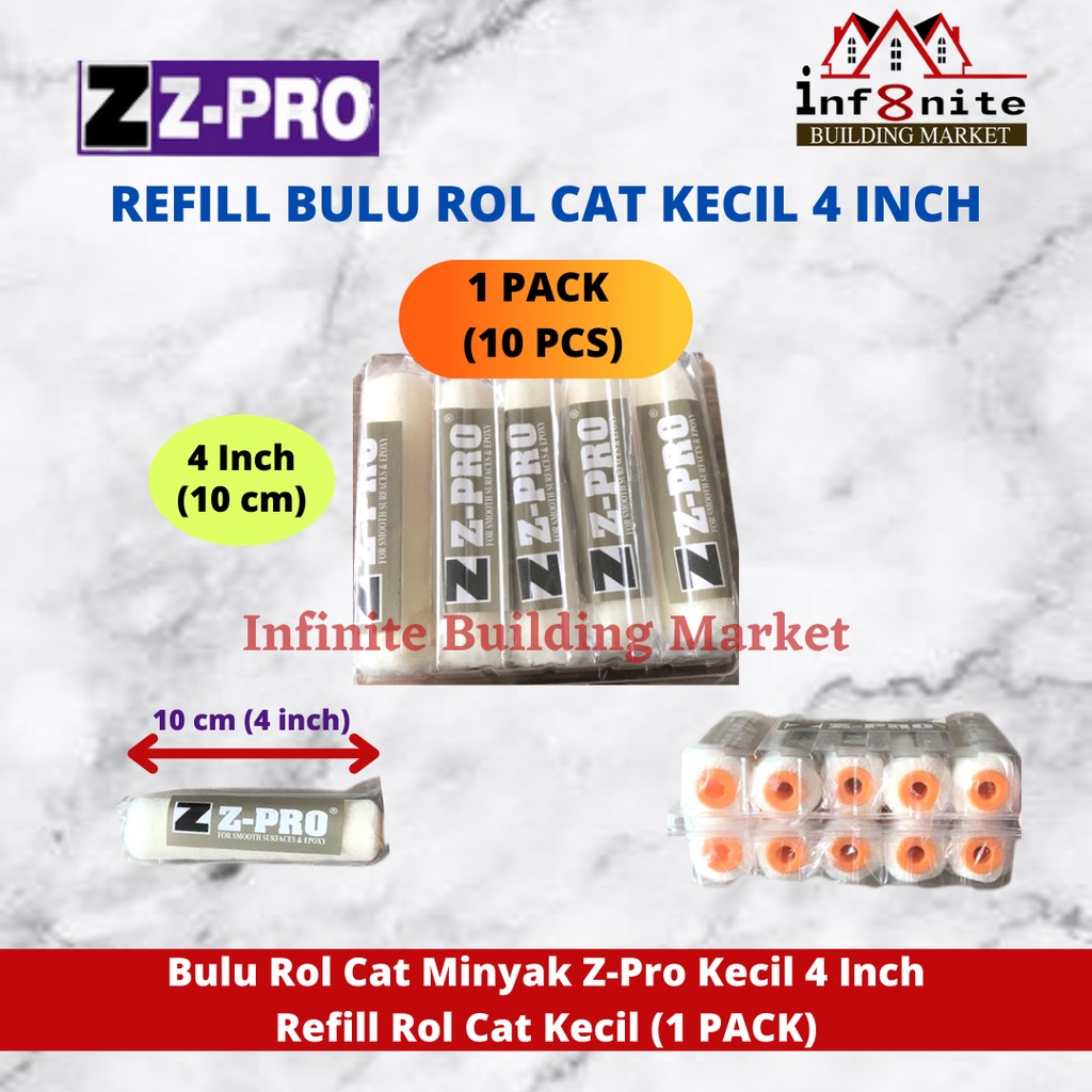 Jual Refill Bulu Roll Cat Tembok ZPRO Bulu Kuas Rol Epoxy Z-PRO 4 Inch ...