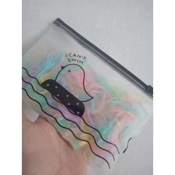 Jual karet rambut jepang free pouch isi ± 350-400 ikat tali warna warni ...