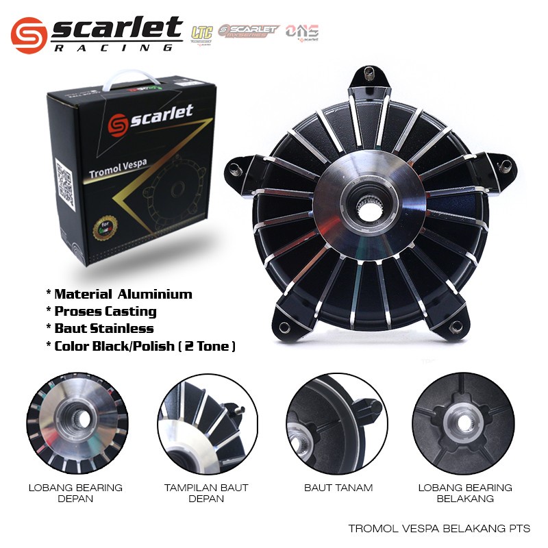 Jual Scarlet Racing - Tromol Trombol Depan Belakang Set Vespa PTS ...