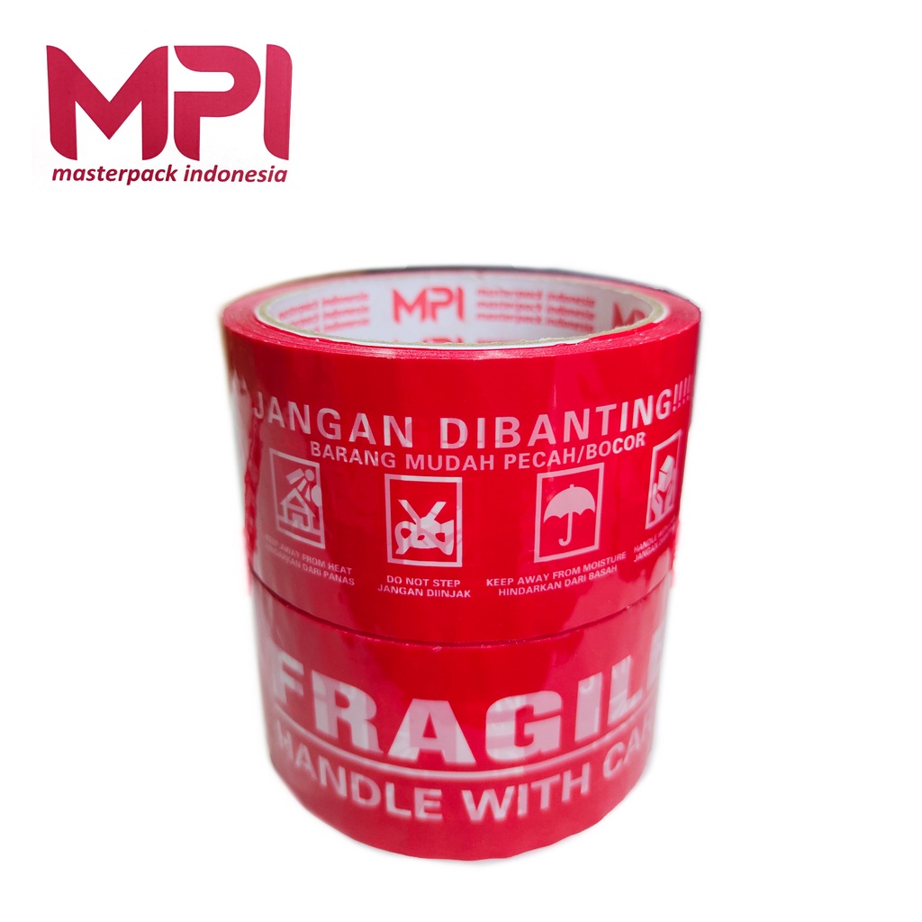 Jual Lakban Fragile Merah Handle With Care 50 Yard Jangan Dibanting MPI ...