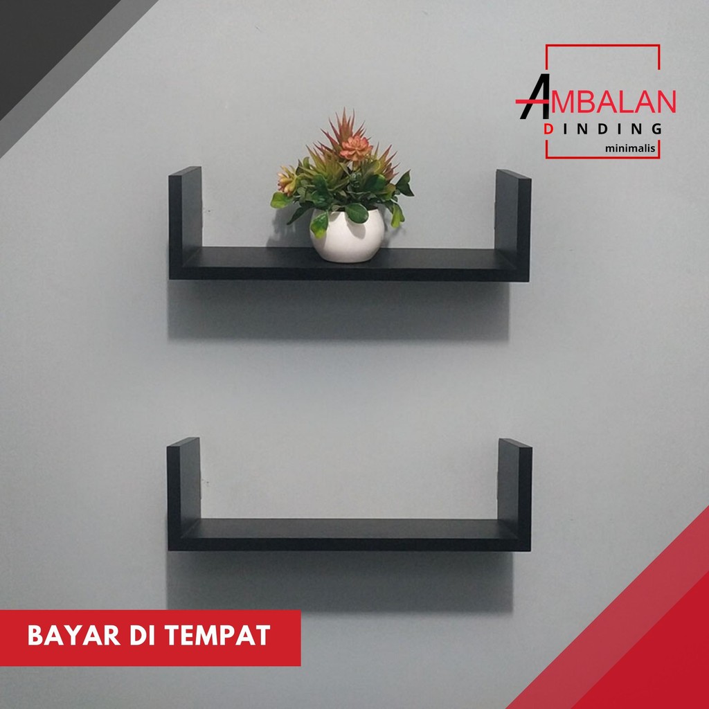 Jual Ambalan Dinding Minimalis model U isi 2 pcs panjang 40 cm | Shopee ...