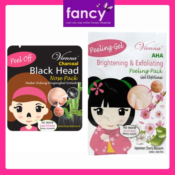 Jual Vienna Black Head Nose Pack Mask CHARCOAL | BRIGHTENING ...