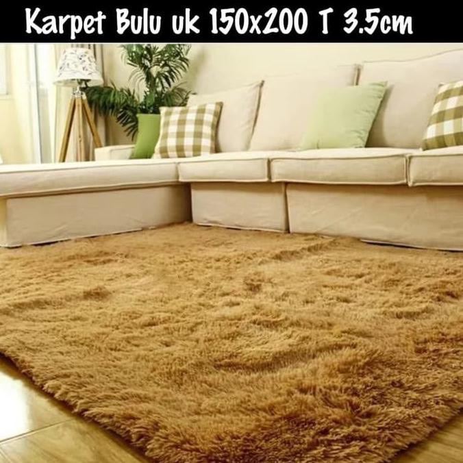 Jual Karpet bulu lembut 150*200 Tebel 3cm - brown | Shopee Indonesia