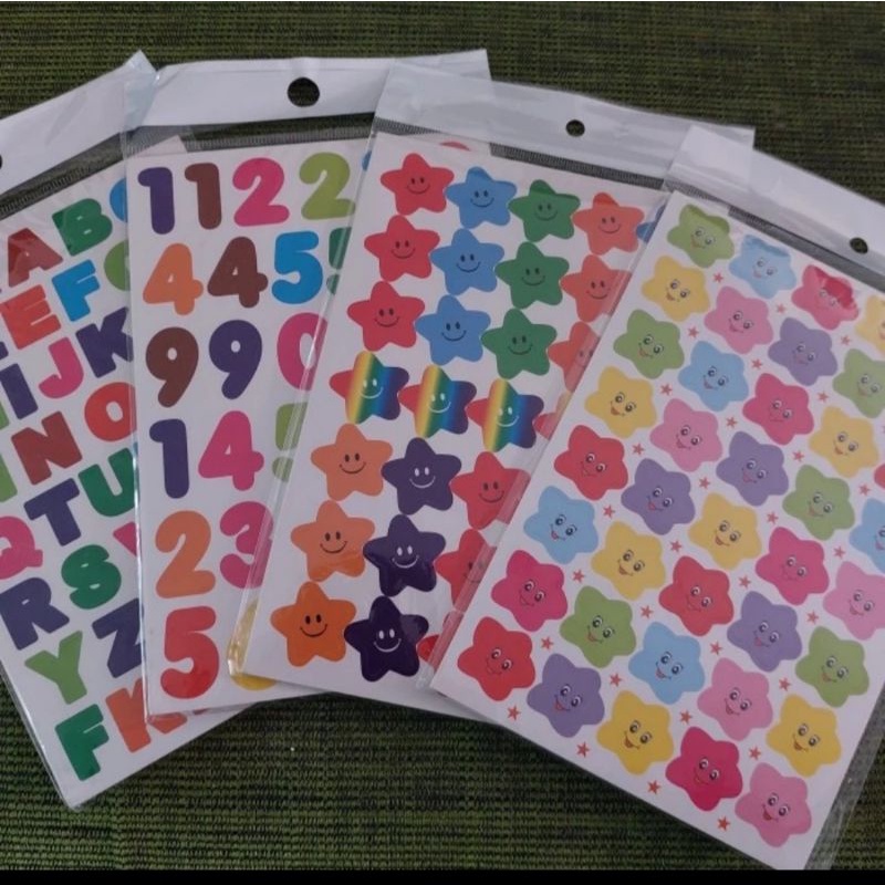 Jual Stiker Reward Smiley Stars Bintang / Huruf / Angka / Colorful PER ...