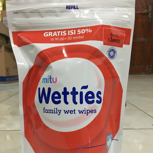 Jual Tisu basah mitu wetties 90's refill warna merah | Shopee Indonesia