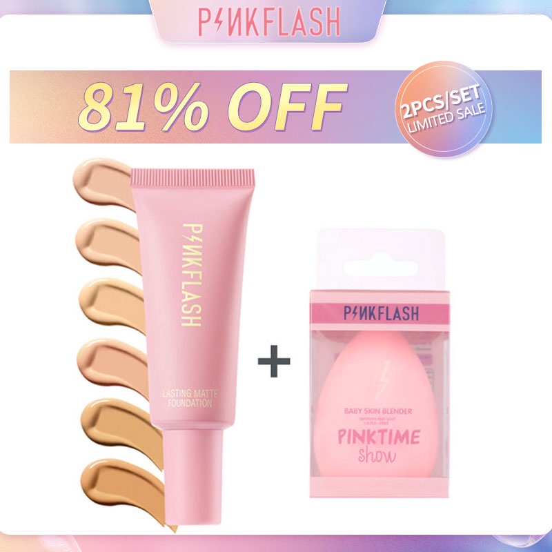 Jual Pinkflash Foundation Matte Full Coverage Tahan Lama Mengontrol ...