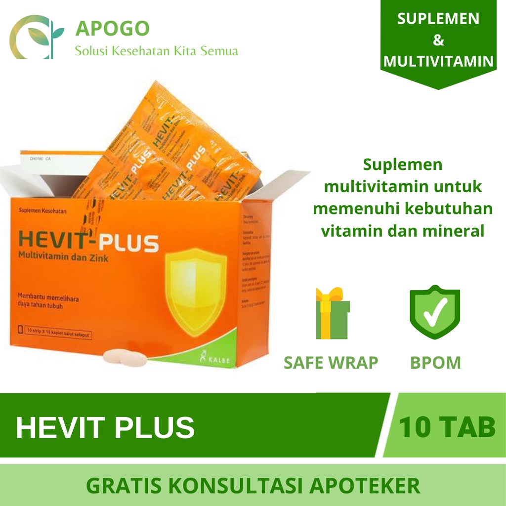 Jual HEVIT PLUS MULTIVITAMIN + ZINC 1 STRIP ISI 10 TABLET | Shopee ...