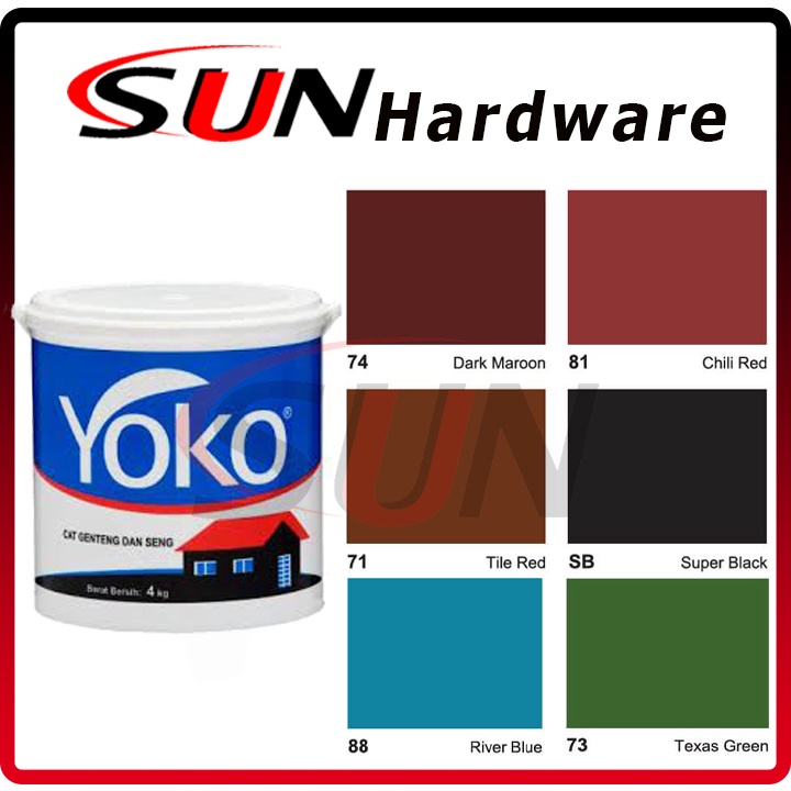 Jual Cat Genteng Yoko 4 Kg Pasir Spandek Seng Beton Yoko Merah Hijau ...