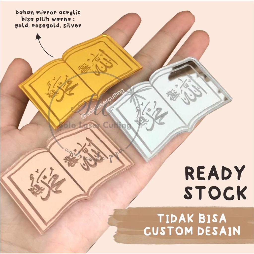 Jual Akrilik Cermin Emas / Perak / rosegold Grafir Lafadz Allah ...