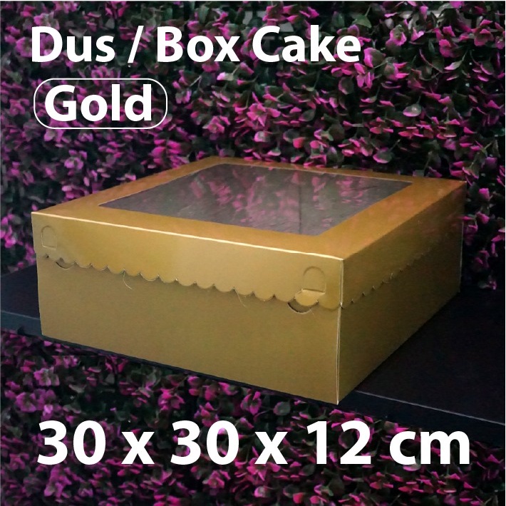 Jual (Bekasi)Dus Emas 30 x 30 x 12 cm dengan Mika - Box Kue - Gold Cake ...