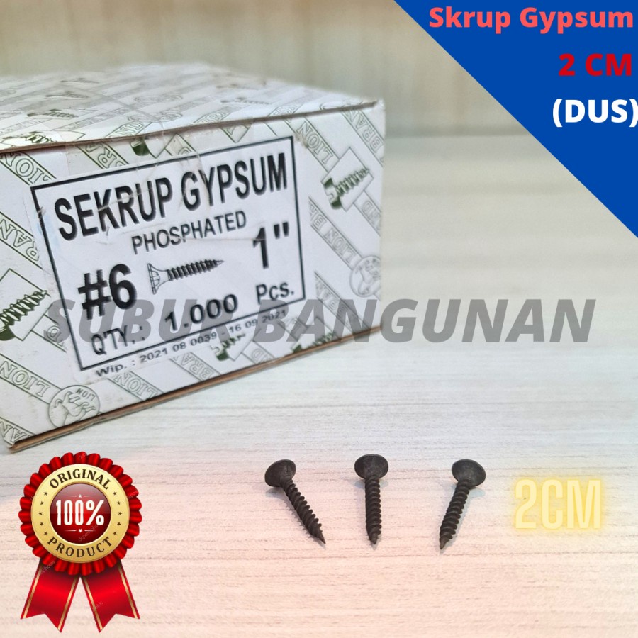 Jual Skrup Gypsum Drywall 6 x 1" Isi 1000 PCS / Sekrup Baja Hitam 2.5 ...