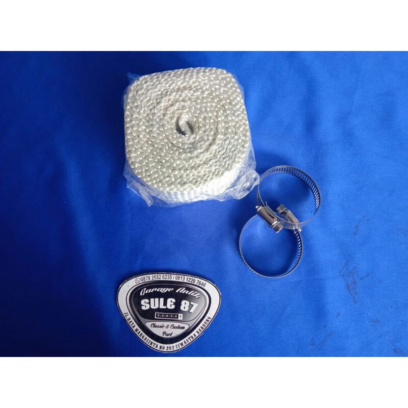 Jual Kain pelindung panas knalpot exhoust wrap knalpot putih panjang 3m ...