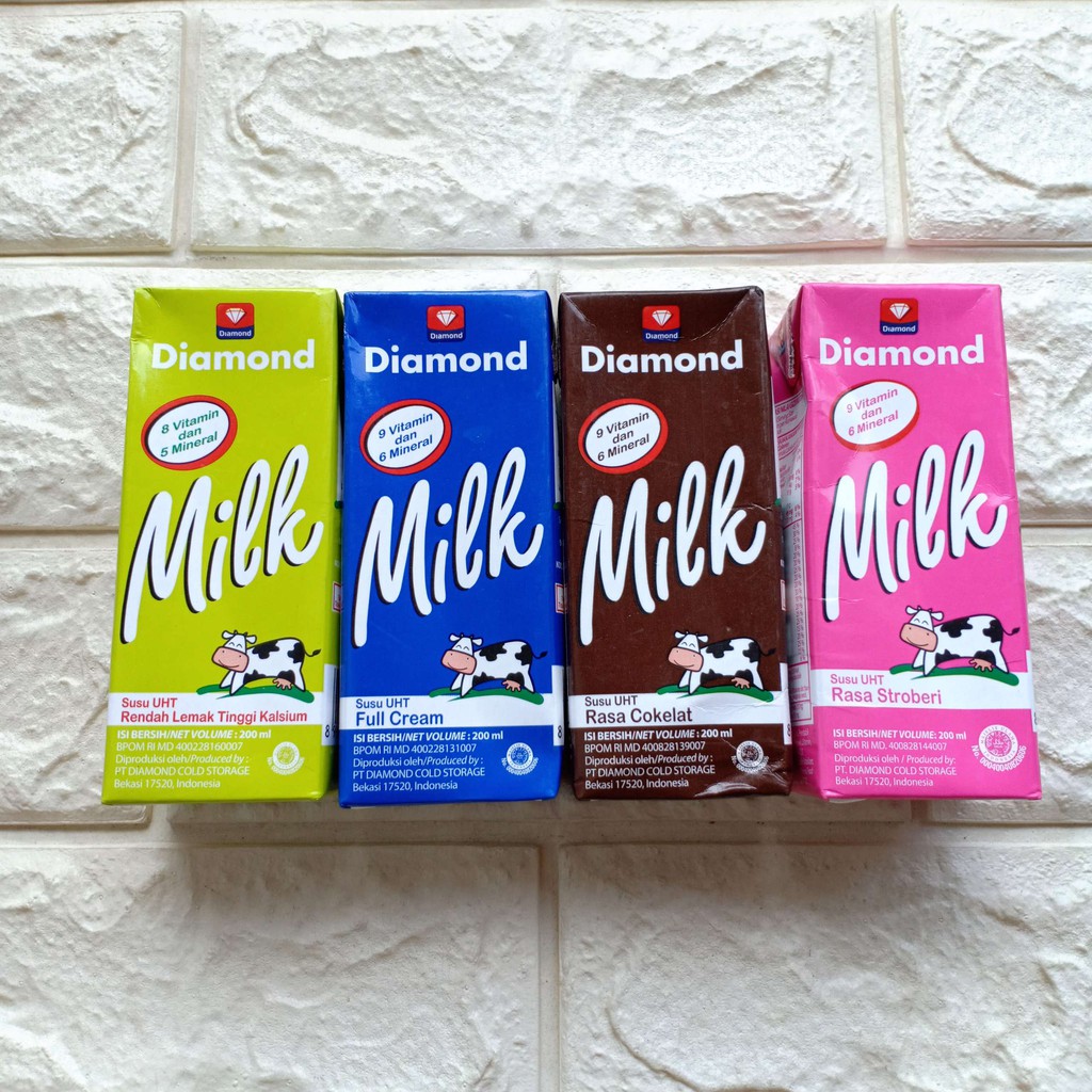 Jual Susu UHT Diamond 200ml Low Fat Rendah Lemak Full Cream Coklat Cokelat Stroberi Strawberry ...