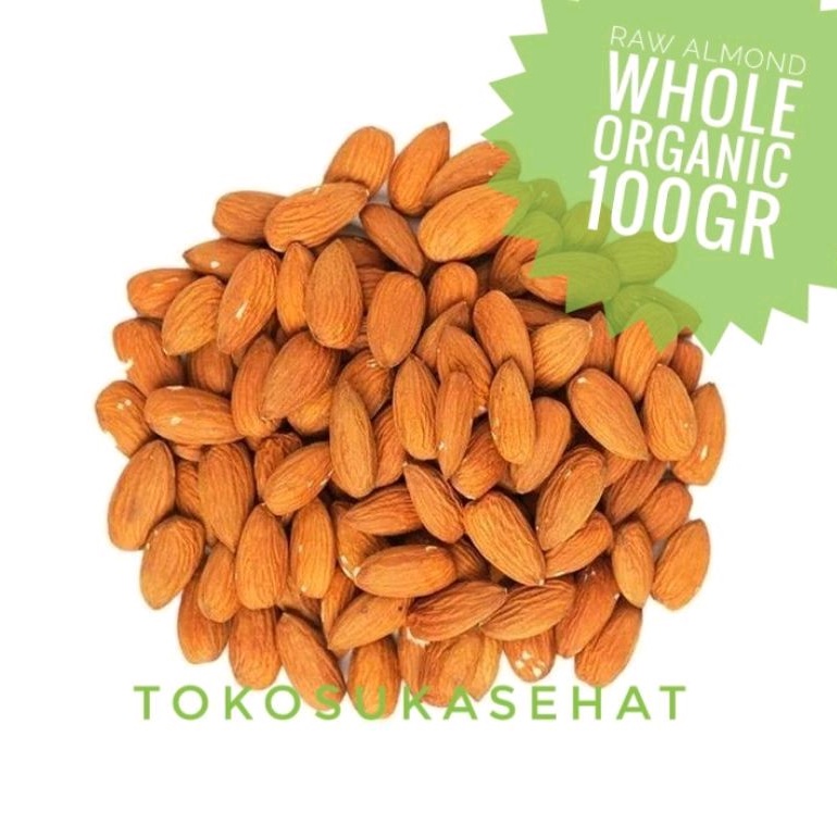 Jual Almond Raw Organic / Kacang Almond -100gram - Cemilan Snack Bahan ...