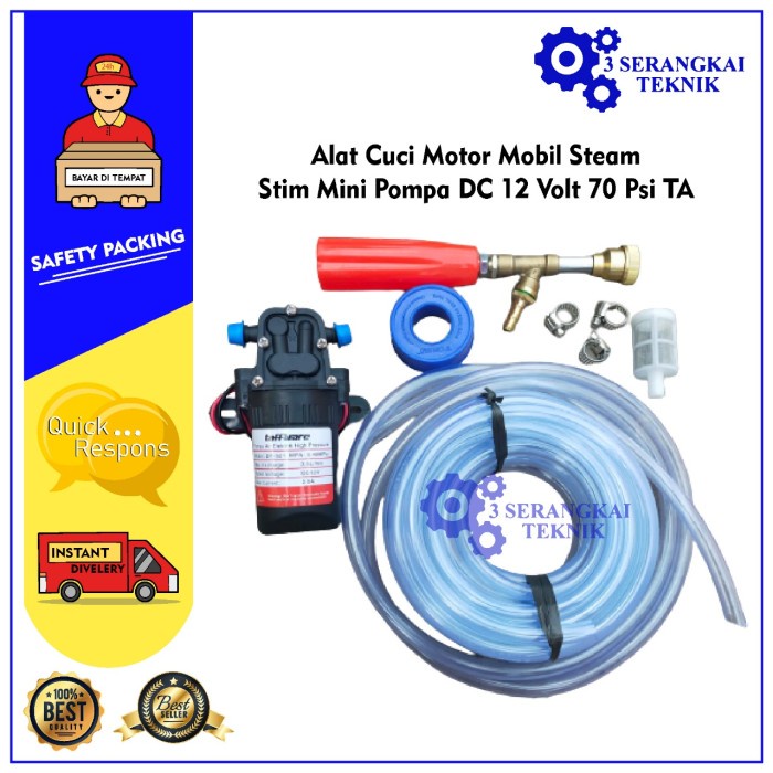 Jual Alat Cuci Motor Mobil Steam Stim Mini Pompa DC 12 Volt 70 Psi TA ...