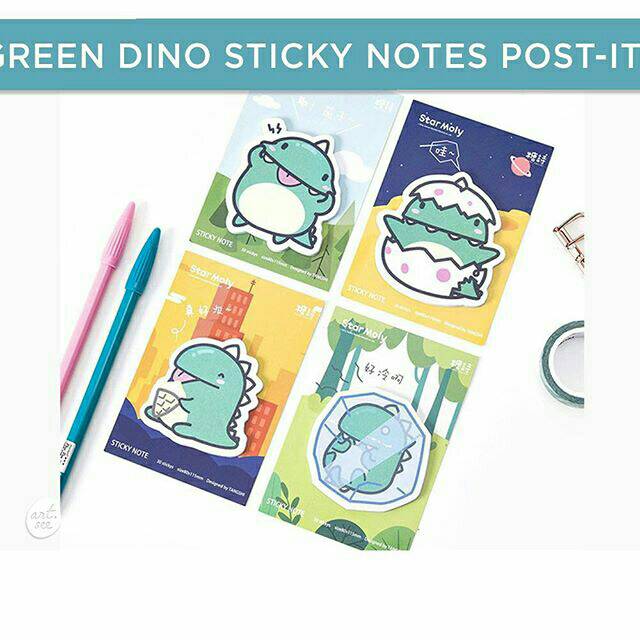 Jual Green Dino Sticky Notes Post-its | Shopee Indonesia