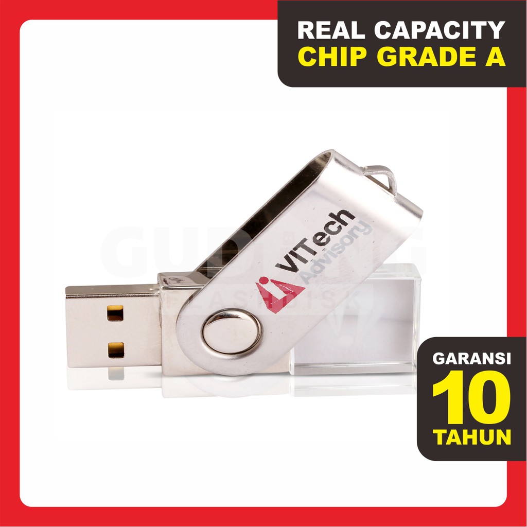 Jual USB Flashdisk kristal Swivel LED Polos 4GB 8GB 16GB 32GB ...