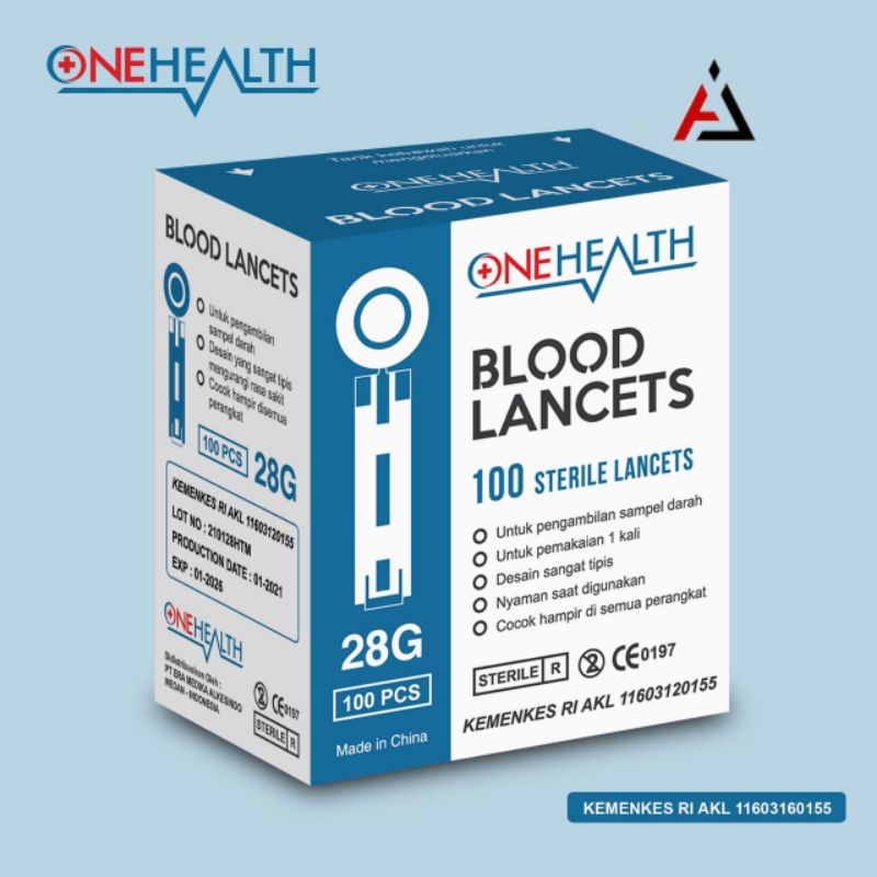Jual Blood Lancet General Care / Onehealth 28G Per Box isi 100 Pcs ...