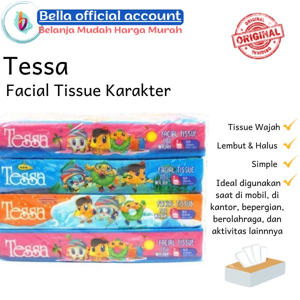 Jual Tissue Tessa Travel pack Facial Tisu Karakter 50 sheets /3 ply / 4 ...