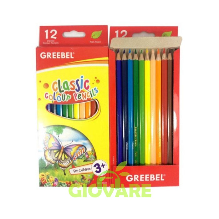 Jual PENSIL WARNA GREEBEL 12 WARNA PANJANG | GREEBEL 7012 Classic ...