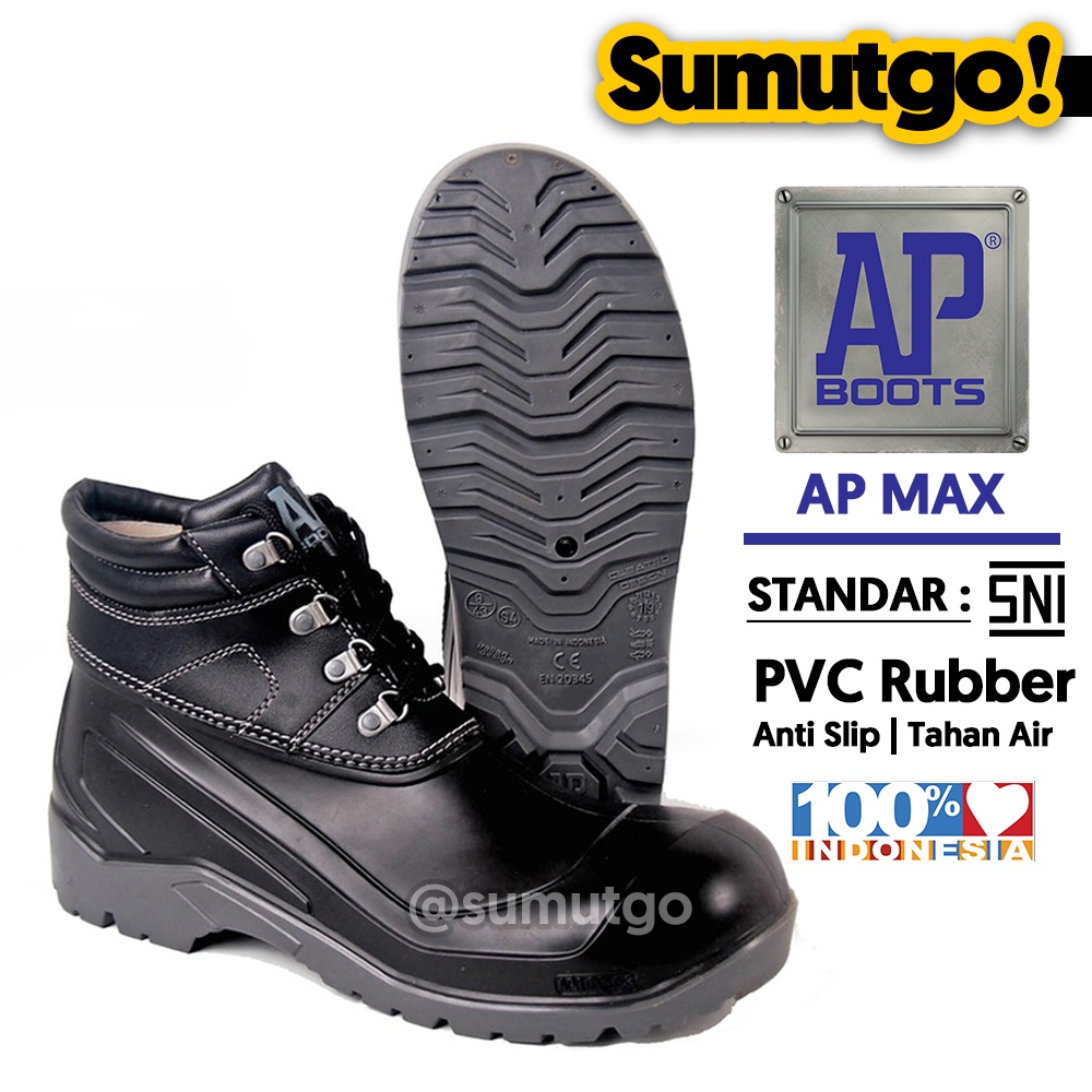 Jual AP Boots Max Sepatu Safety Semi Boot Bahan Kulit + Karet PVC ...