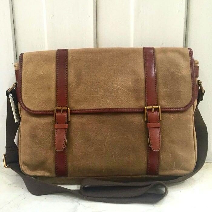 Jual Fossil Estate Messenger Brown Canvass . Bags_Branded / Tas Fossil ...