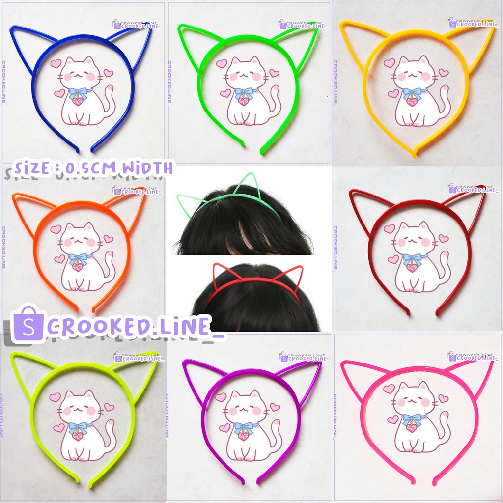 Jual NEON CAT EAR PLASTIC HEAD BAND HEADBAND NEKO NEKKO EARS BANDO ...