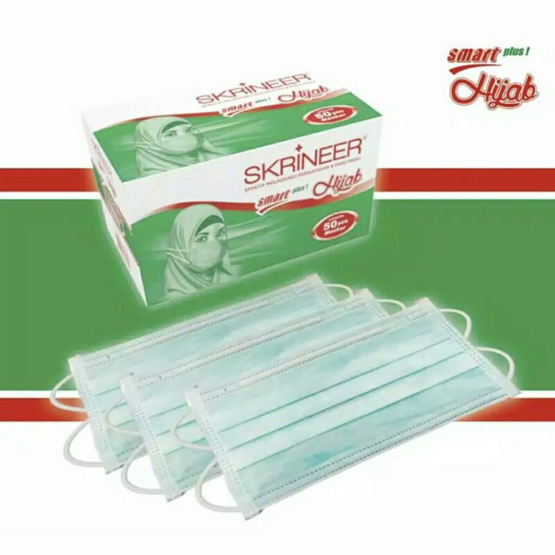 Jual masker skrineer smart plus hijab / earloop 3 ply 50 pcs | Shopee ...