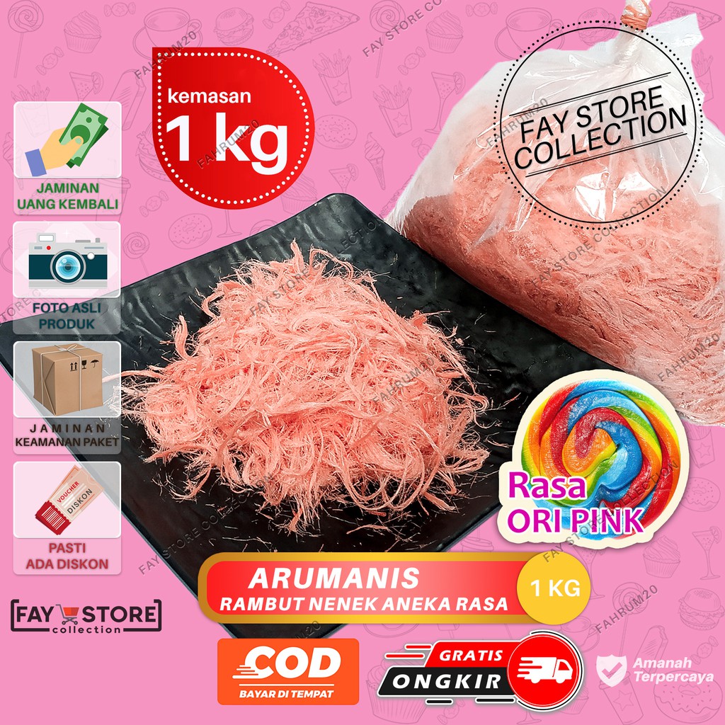 Jual Rambut Nenek Arum Manis 1kg Arumanis Aromanis Gulali Arbanat varian Rasa Permen Gula ...