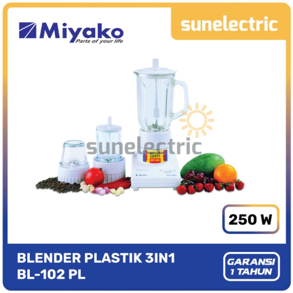 Jual Miyako BL-102 PL Blender Plastik 1 Liter 3in1 250 Watt BL 102 PL ...
