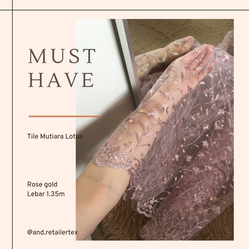 Jual Kain Brokat Tile Mutiara Lotus warna Rose gold | Shopee Indonesia