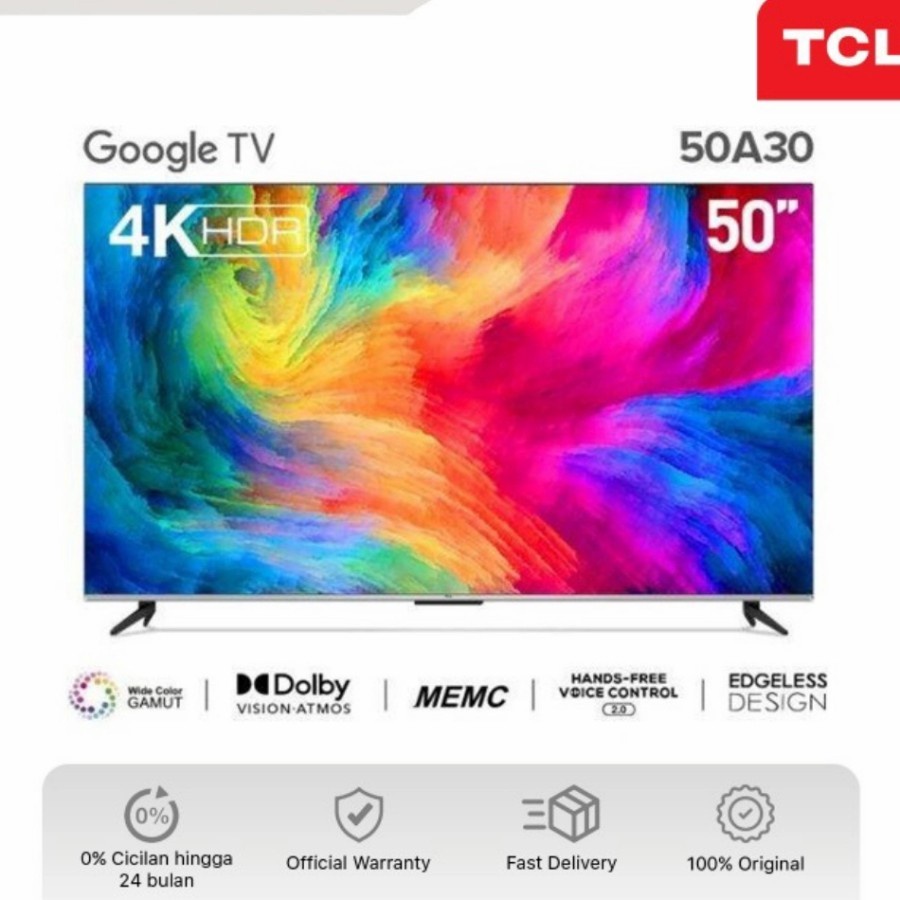 Jual TV LED TCL 50A30 GOOGLE TV 50 INCH UHD 4K HDR 10 MEMC Dolby Vision ...