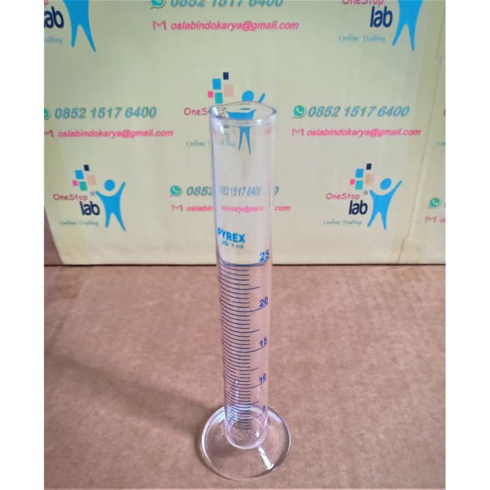 Jual Gelas ukur kaca 25 ML Measuring cylinder skala biru PYREX silinder ...