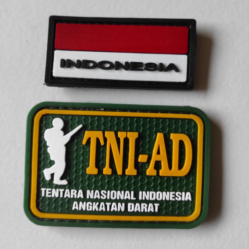 Jual patch rubber logo tni ad dasar hijau + bendera indonesia kecil ...