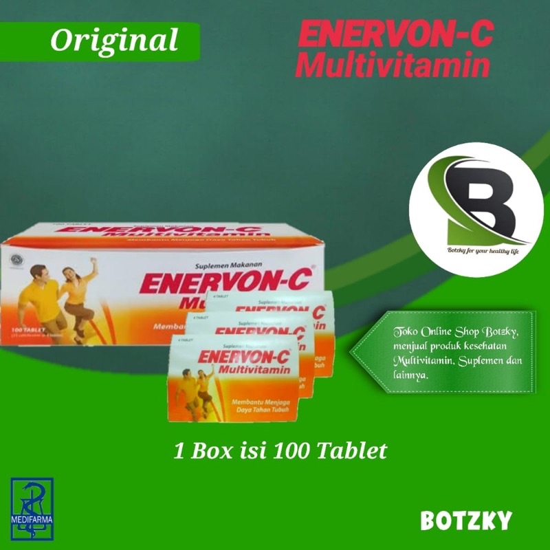 Jual Multivitamin | Enervon C Box 25 Strip isi 100 Tablet | Shopee ...