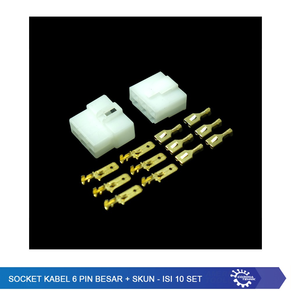 Jual Socket Kabel 6 Pin Besar + Skun - Isi 10 set | Shopee Indonesia