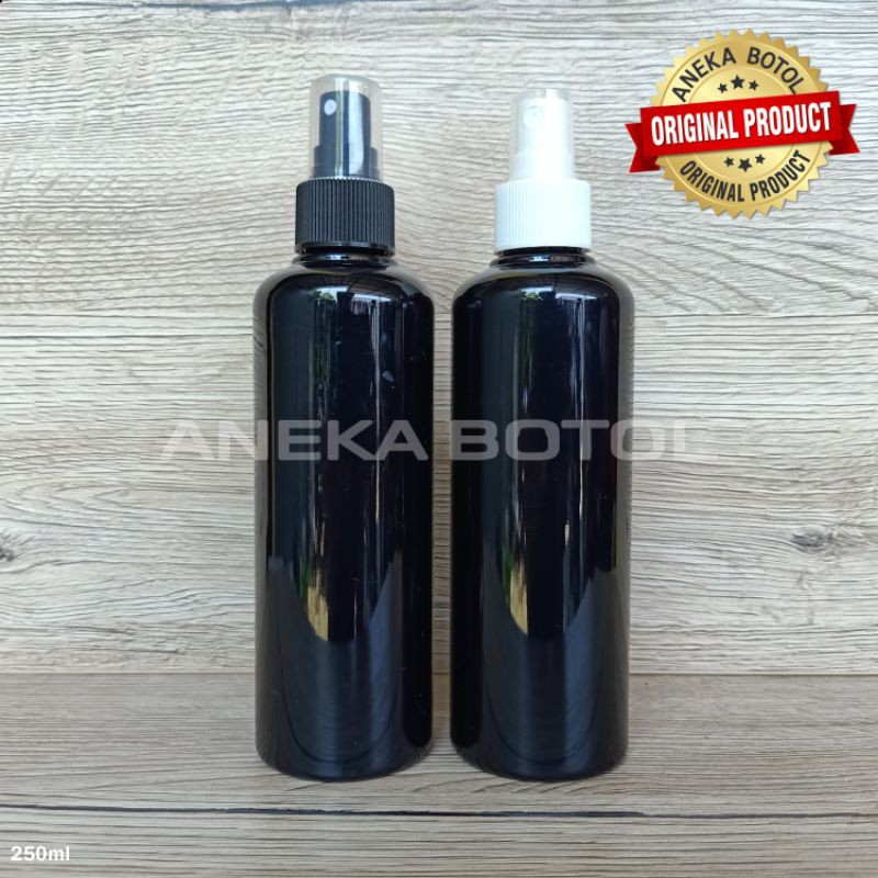 Jual BOTOL PET 250 ML HITAM TUTUP SPRAY VARIAN / BOTOL KOSONG MURAH ORIGINAL | Shopee Indonesia