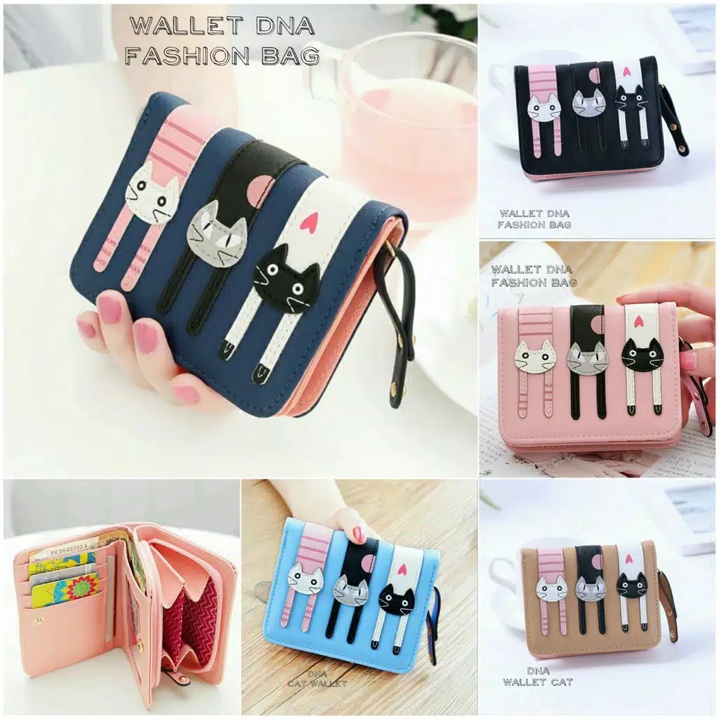 Jual PROMO SALE 10.10 - DOMPET PENDEK TRIPLE CAT BERGAMBAR KUCING LUCU ...
