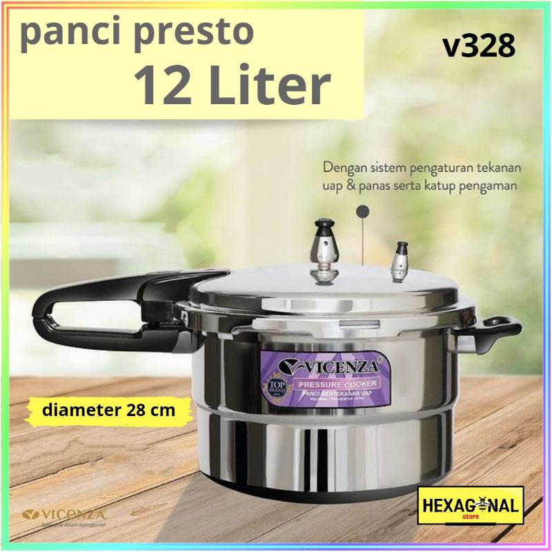 Jual PANCI PRESTO VICENZA 12 Liter / Panci Steamer Bertekanan Tinggi / uap | Shopee Indonesia