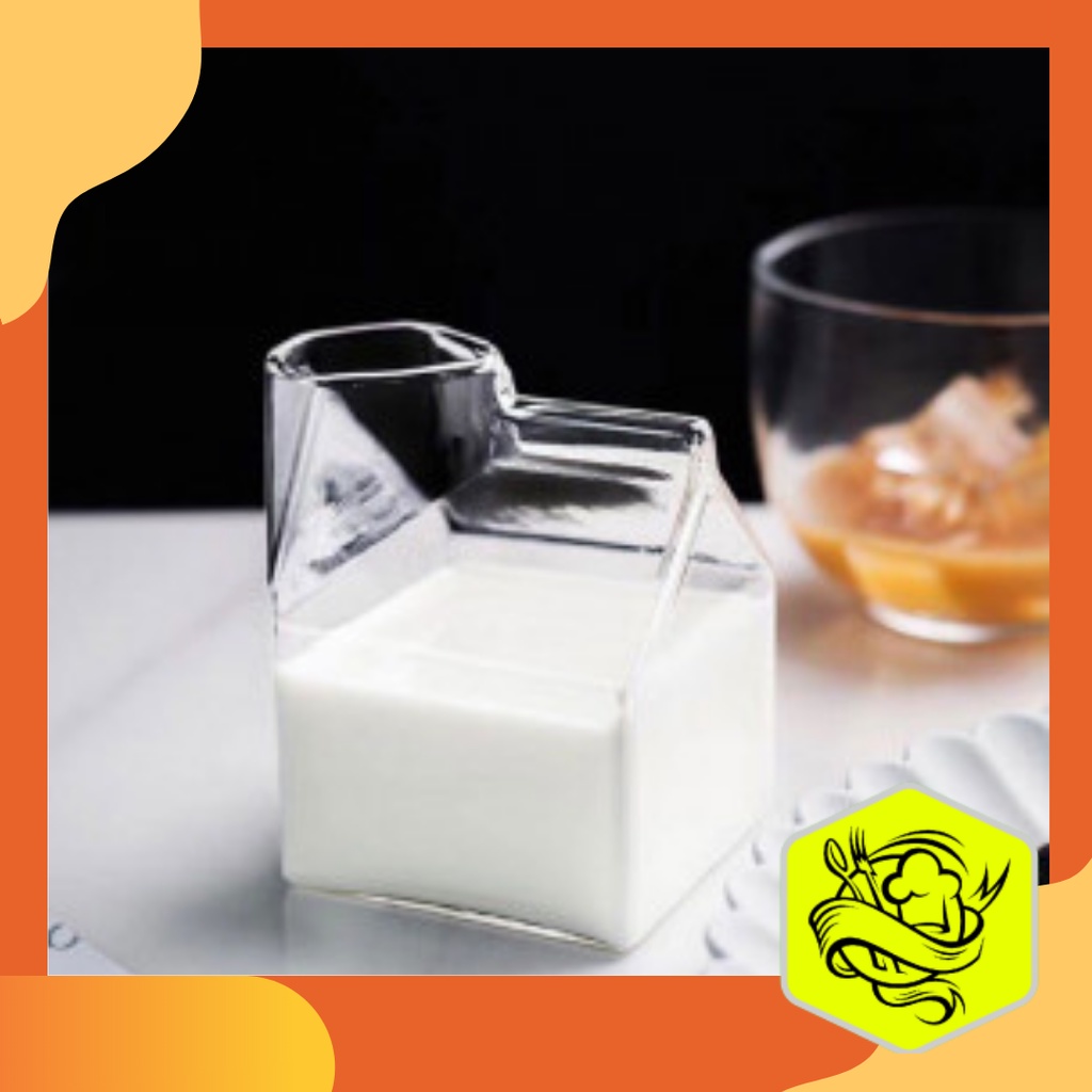 Jual Gelas Kaca Susu Borosilicate Glass Design Milk Box 300ml (One Two ...