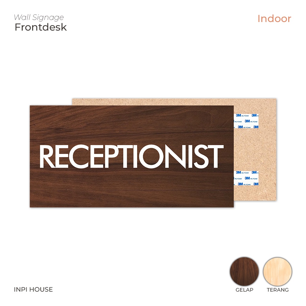 Jual sign receptionist - front desk sign - receptionist - Coklat ...