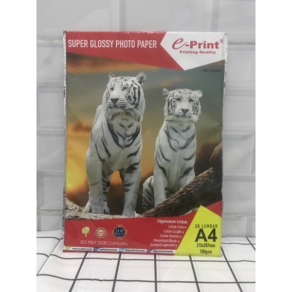 Jual kertas foto super glossy photo paper e-print a4 20 lembar 180gsm ...