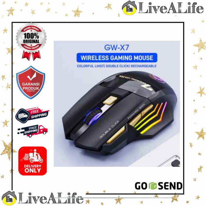 Jual iMice Wireless Gaming Mouse Ergonomic RGB Rechargeable 3200 DPI GW ...