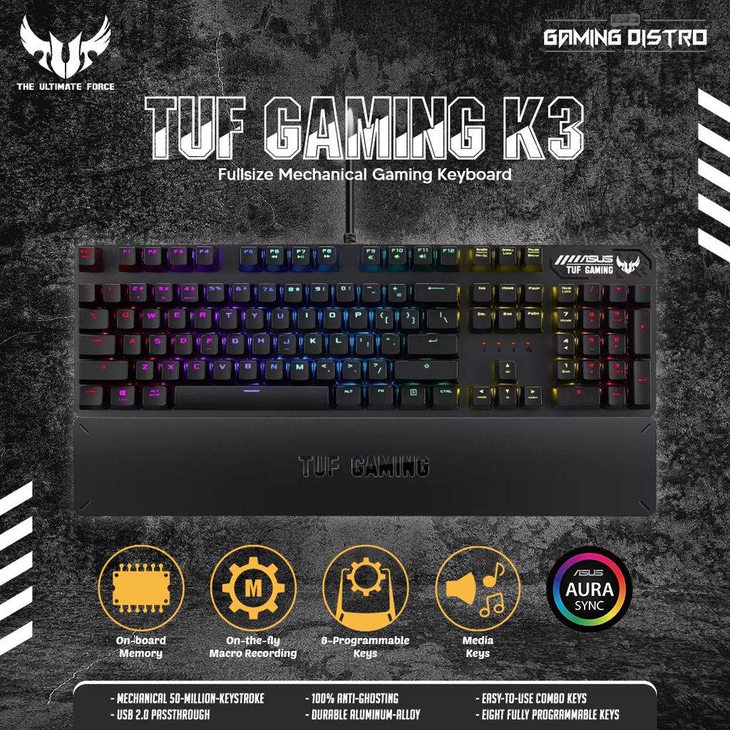 Jual ASUS TUF K3 RGB Aura Sync Fullsize Mechanical Keyboard | Shopee ...
