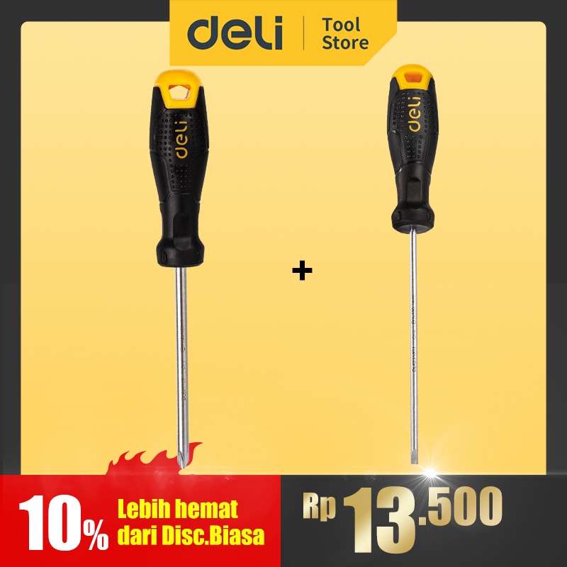 Jual Deli Set Obeng Plus & Minus (3 x 100mm + PH2 x 100 mm) - EDL62XXX ...