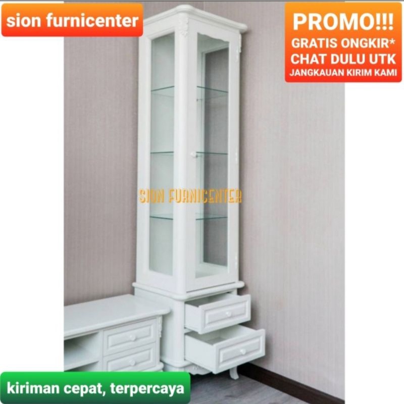 Jual lemari kaca / lemari sudut / lemari hias / lemari pajangan / bufet ...